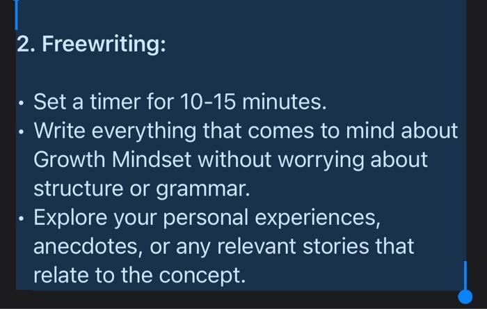 2. Freewriting: • Set a timer for 10-15 minutes. | Chegg.com