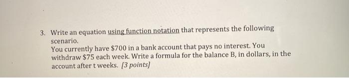 Solved 3. Write an equation using function notation that | Chegg.com