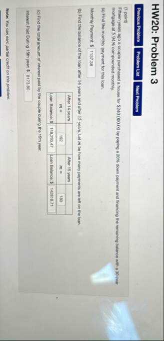 Solved HW20: Problem 3(1 ﻿point)Fitteen years ago a couple | Chegg.com