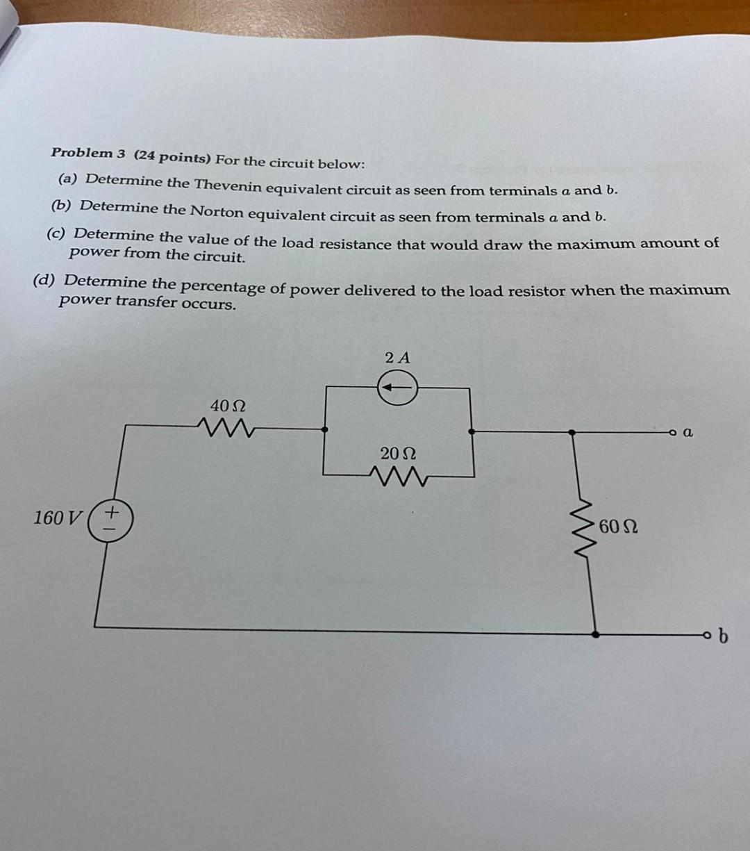 Solved Problem 3 (24 points) For the circuit below: (a) | Chegg.com