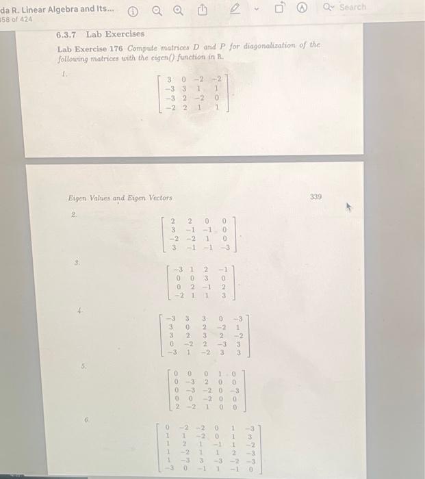 Solved Lab Exercise 176 Compute matrices D and P for | Chegg.com