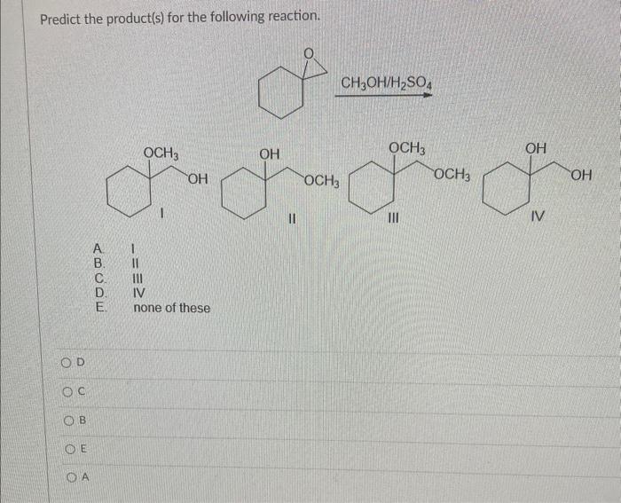 Solved Predict the product(s) for the following reaction. | Chegg.com