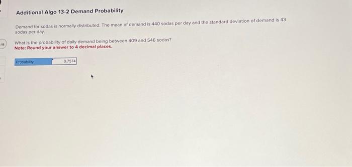 Solved Additional Algo 13-2 Demand Probability Demand for | Chegg.com