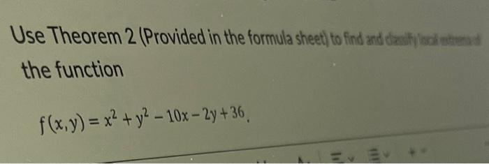 Solved Use Theorem 2 (Provided in the formula sheet) to find | Chegg.com