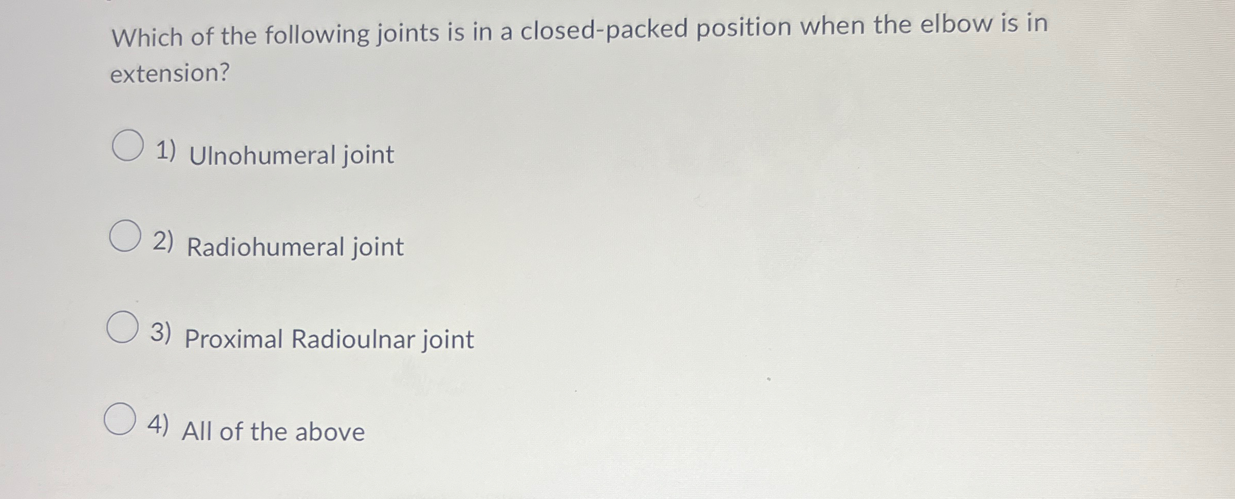 Which of the following joints is in a closed-packed | Chegg.com