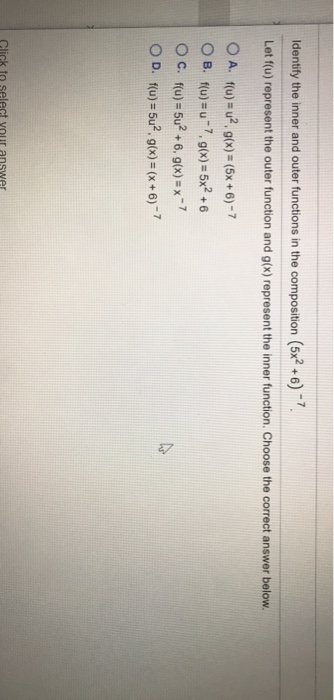 Solved Identify the inner and outer functions in the | Chegg.com