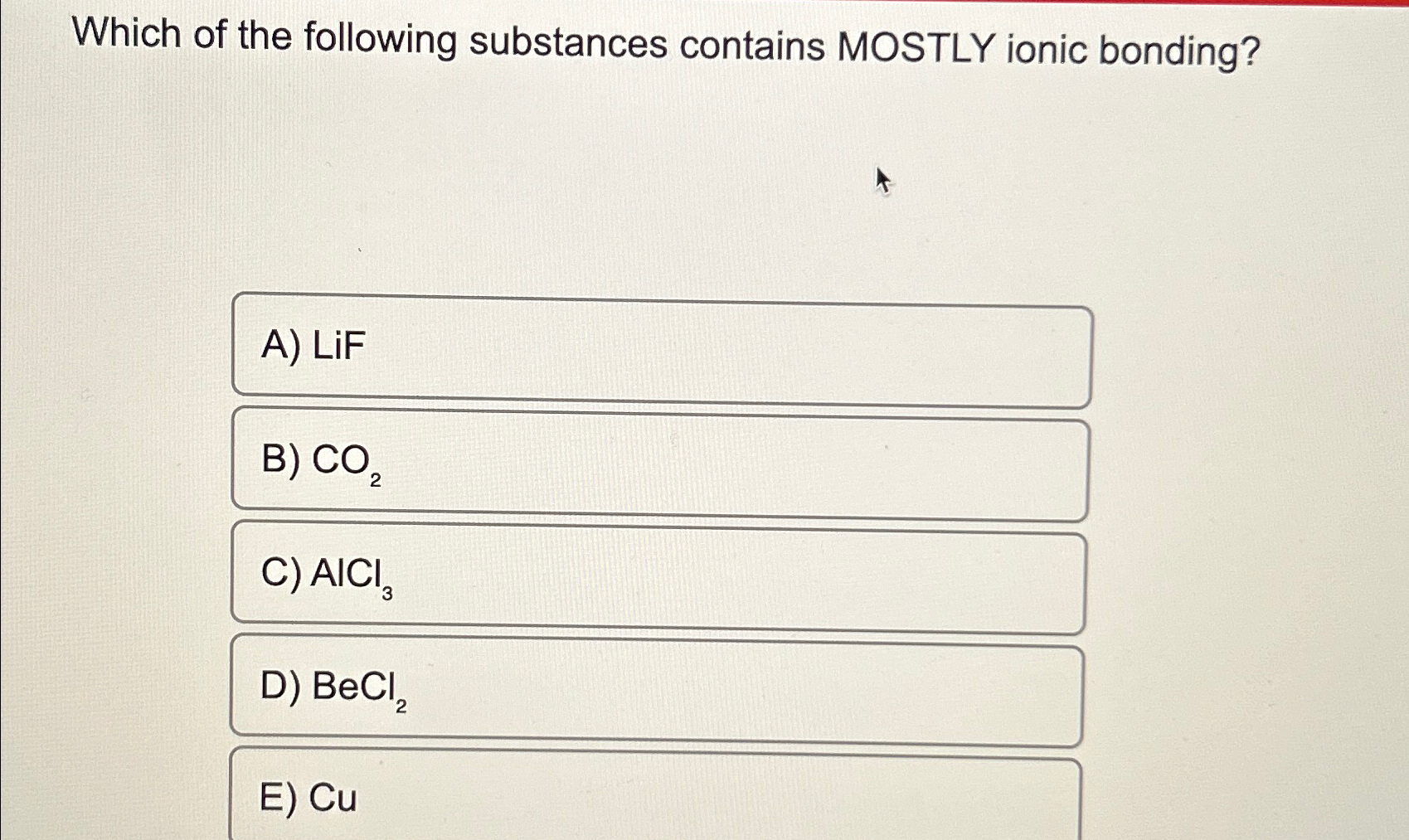 Solved Which of the following substances contains MOSTLY | Chegg.com
