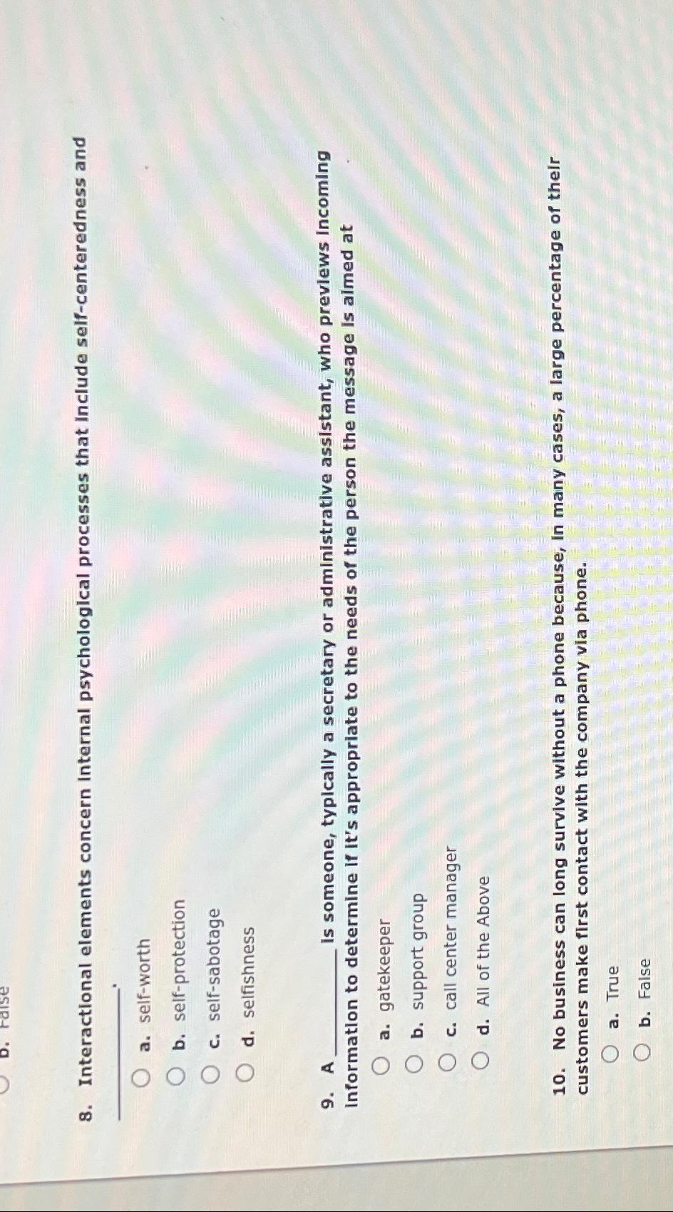 Solved Interactional elements concern Internal psychological | Chegg.com