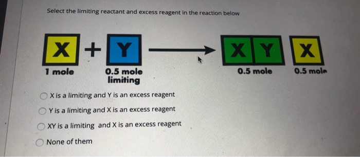Solved Select the limiting reactant and excess reagent in | Chegg.com