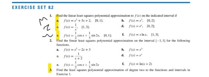 Solved Find the linear least squares polynomial | Chegg.com