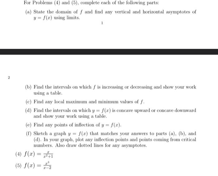 Solved For Problems (4) and (5), complete each of the | Chegg.com