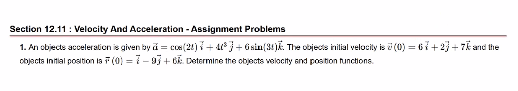 Solved Section 12 11 Velocity And Acceleration