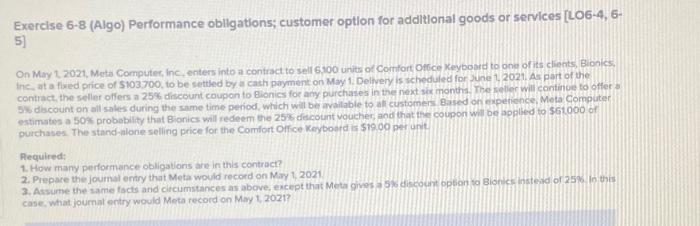 Solved Exercise 6 8 Algo Performance Obligations Customer