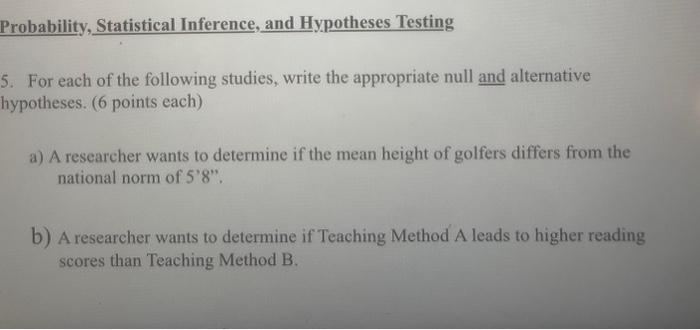 Solved Probability, Statistical Inference, and Hypotheses | Chegg.com