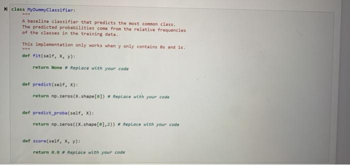 Exercise 1: implementing DummyClassifier This | Chegg.com