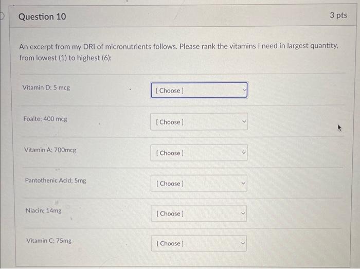 Solved An excerpt from my DRI of micronutrients follows. | Chegg.com