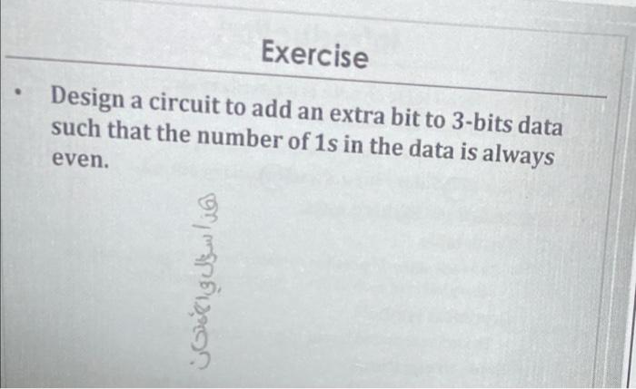 Solved Exercise Design a circuit to add an extra bit to | Chegg.com