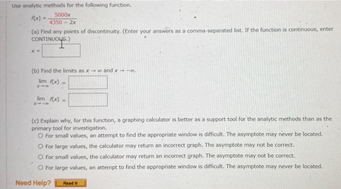 Solved Use analytic methods for the following function. | Chegg.com