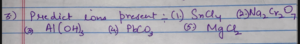 3.) ﻿Predict ions present : | Chegg.com