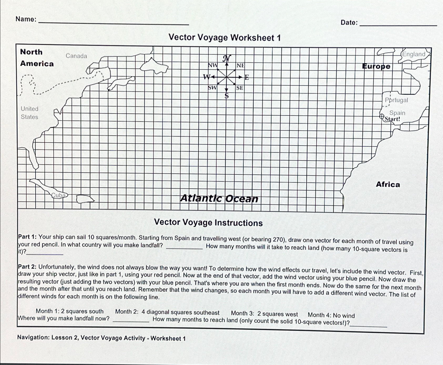 Solved Name:Date:Vector Voyage Worksheet 1Navigation: Lesson | Chegg.com