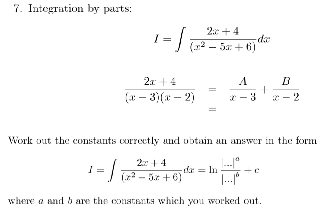 Solved 7 Integration By Parts S I I 2x 4 2 5 6 Chegg solved-7-integration-by-parts-s-i-i-2x-4-2-5-6-chegg