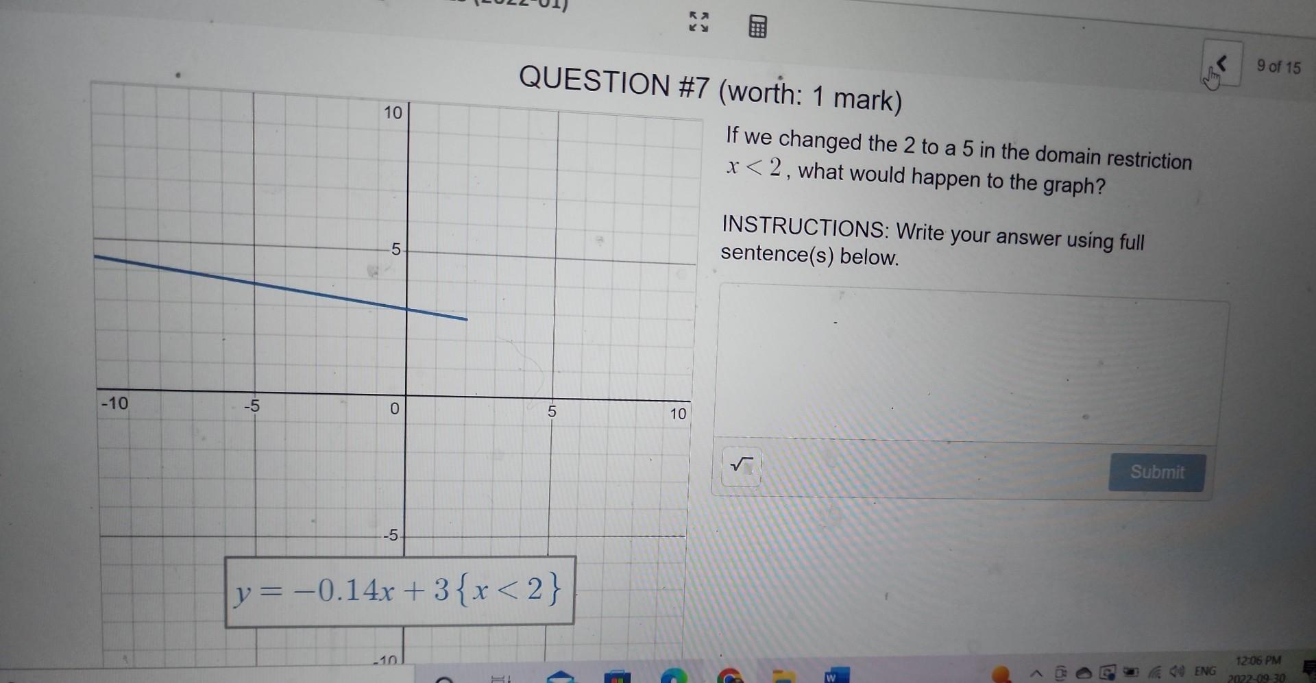 Solved If we changed the 2 to a 5 in the domain restriction | Chegg.com