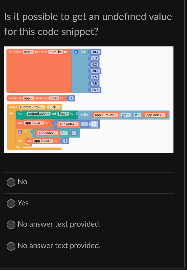 Solved Is it possible to get an undefined value for this | Chegg.com