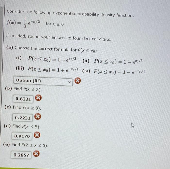 Solved Consider the following exponential probability | Chegg.com