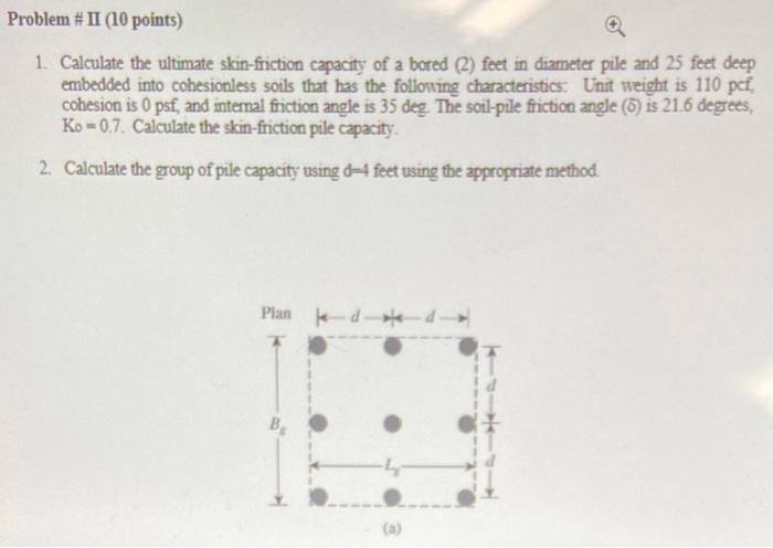Solved 1. Calculate the ultimate skin-friction capacity of a | Chegg.com