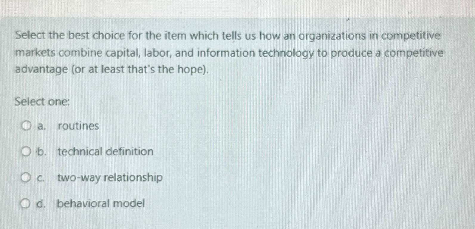 Solved Select the best choice for the item which tells us | Chegg.com
