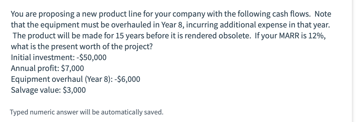 Solved You are proposing a new product line for your company | Chegg.com