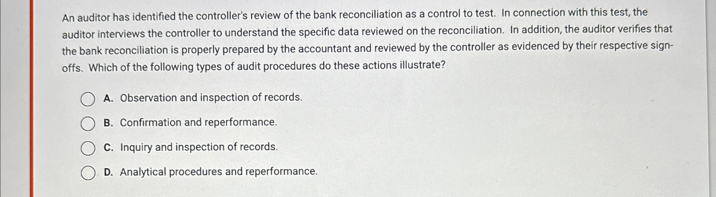 Solved An auditor has identified the controller's review of | Chegg.com