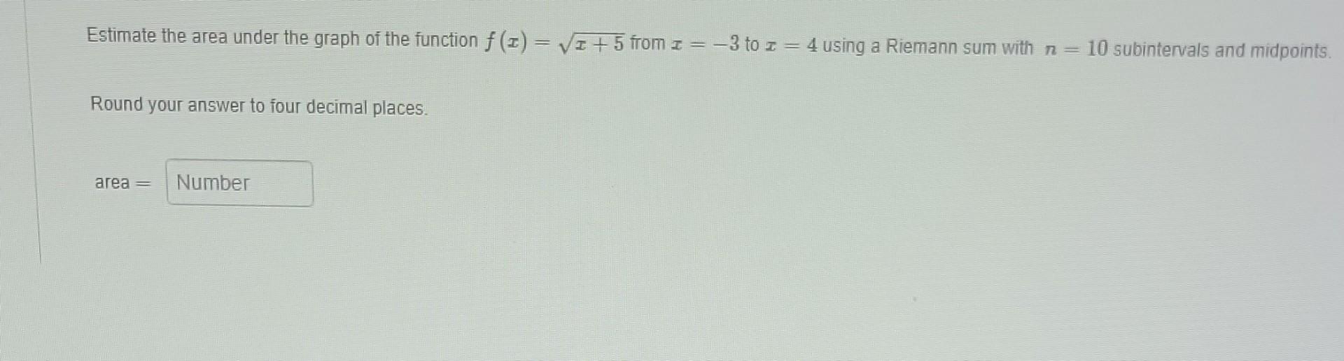 Solved Estimate The Area Under The Graph Of The Function