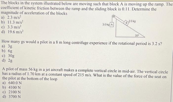 Solved The blocks in the system illustrated below are moving | Chegg.com