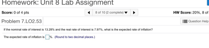 Solved Homework: Unit 8 Lab Assignment Score: 0 of 4 pts 8 | Chegg.com