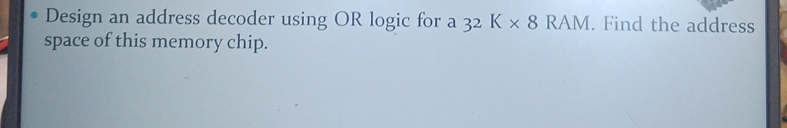 Design an address decoder using OR logic for a | Chegg.com