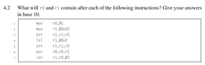Solved What will r0 and r1 contain after each of the | Chegg.com