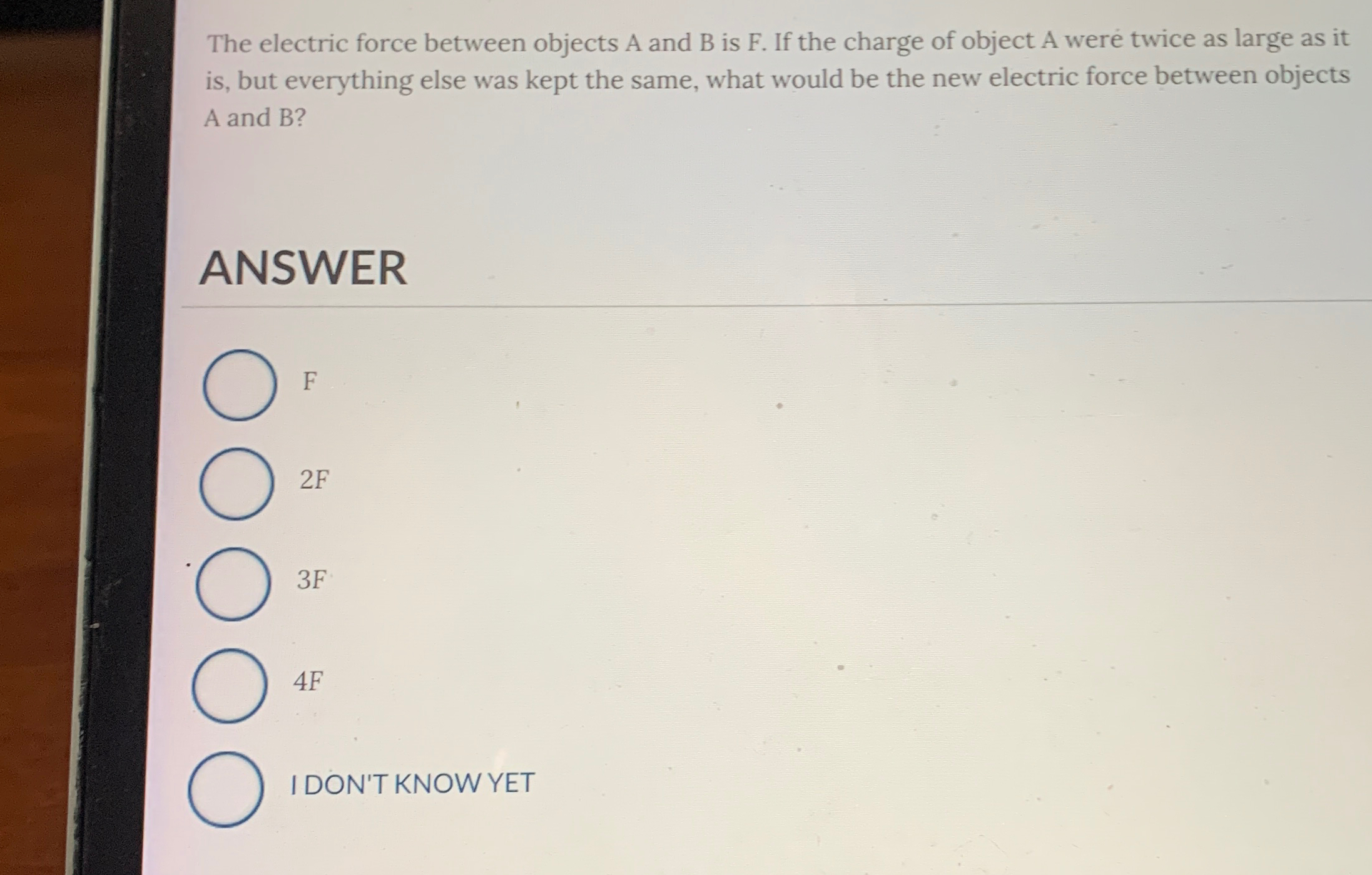 Solved The electric force between objects A and B is F. ﻿If | Chegg.com