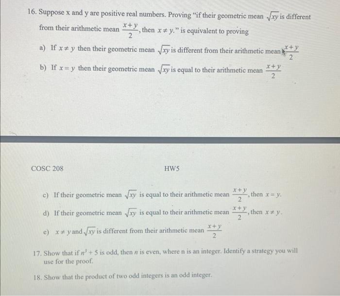 Solved 16. Suppose x and y are positive real numbers. | Chegg.com