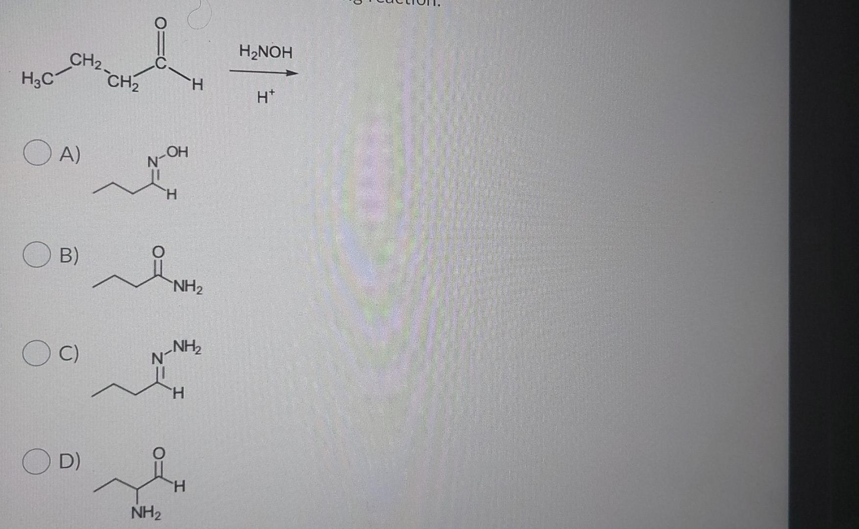 Solved H2NOH CH2 CH2 H2C Н H OA) A) N-OH H B) NH2 C) NH2 H | Chegg.com