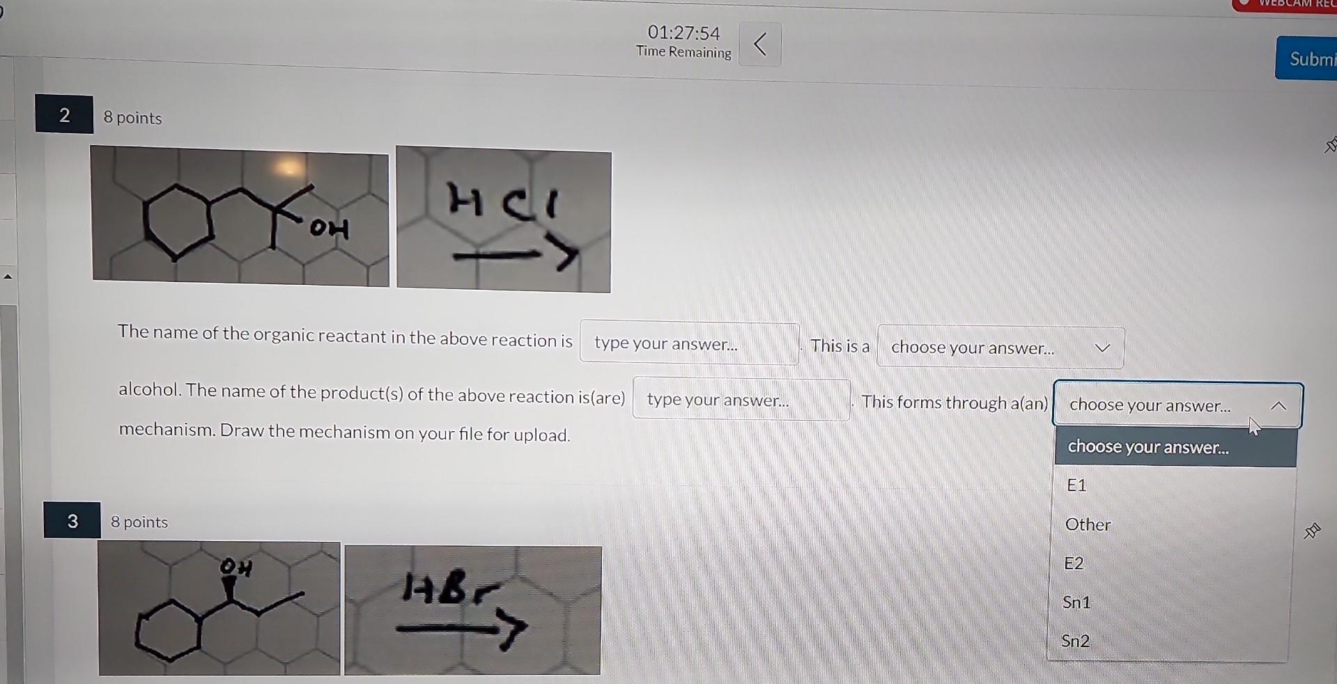 Solved The name of the organic reactant in the above | Chegg.com