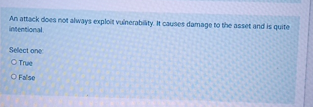 Solved An attack does not always exploit vulnerability. It | Chegg.com