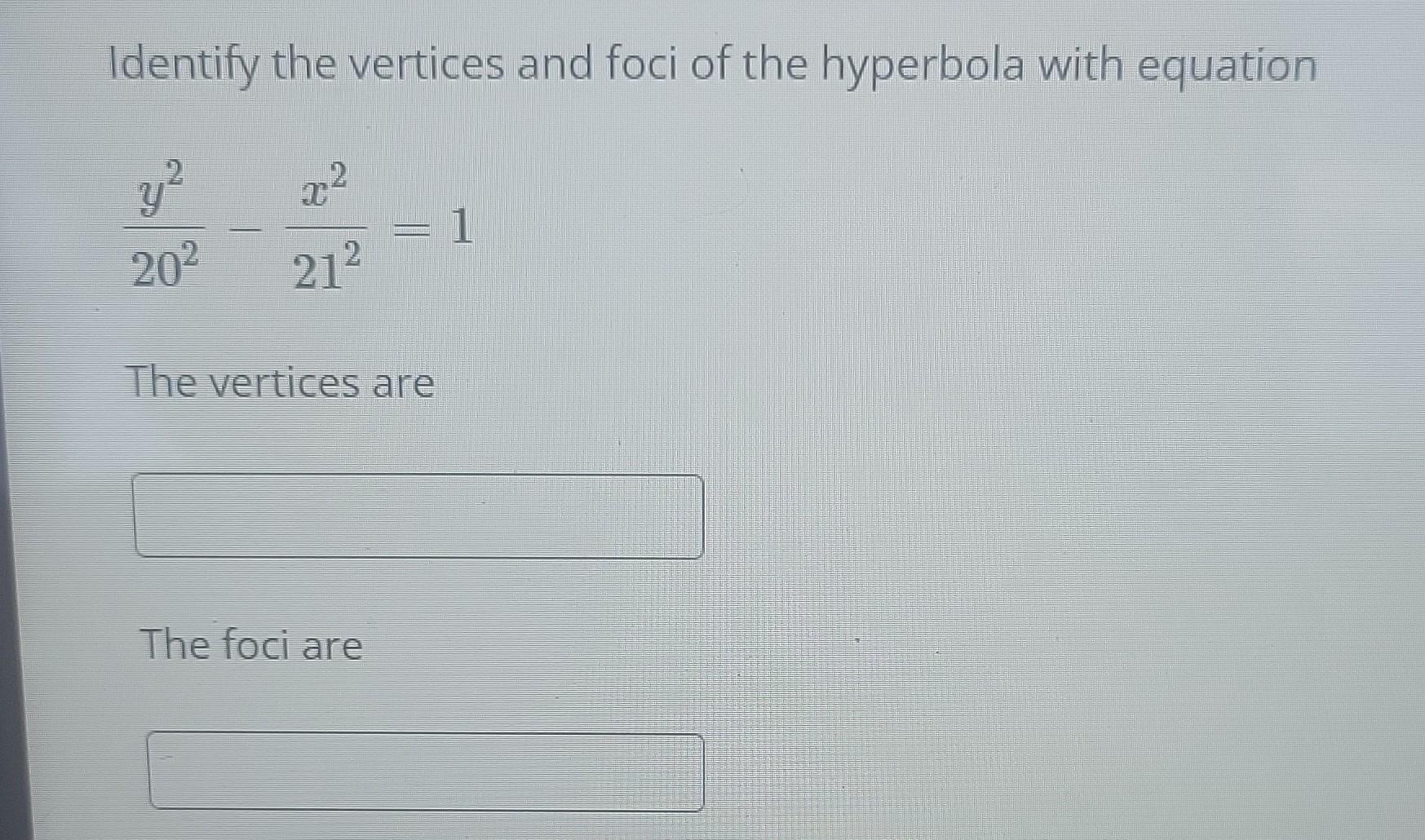 Solved Write the standard form equation for a hyperbola with | Chegg.com