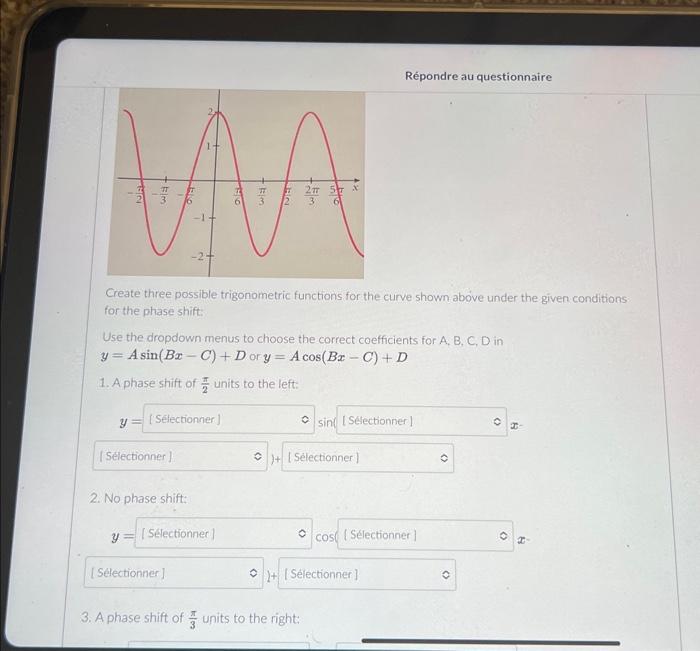 Solved Create three possible trigonometric functions for the | Chegg.com
