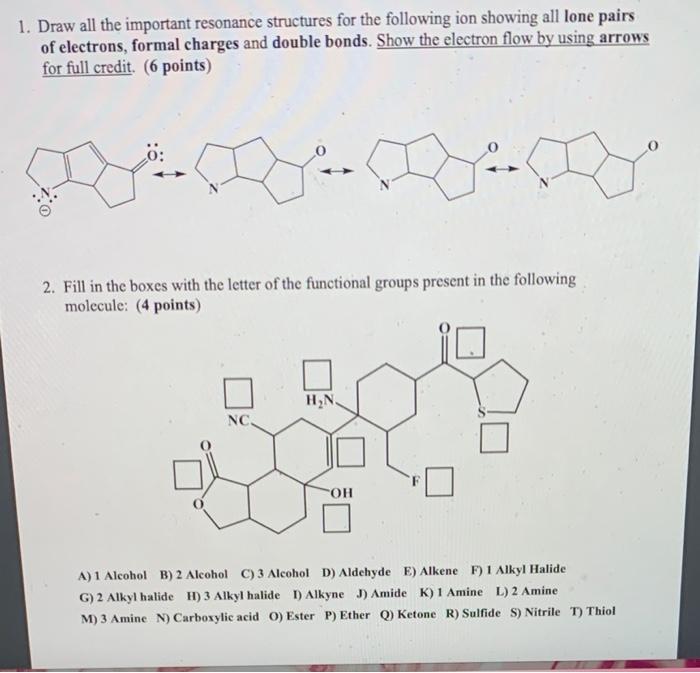 Solved 1. Draw all the important resonance structures for | Chegg.com