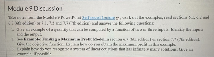 Solved Module 9 Discussion Take notes from the Module 9 | Chegg.com