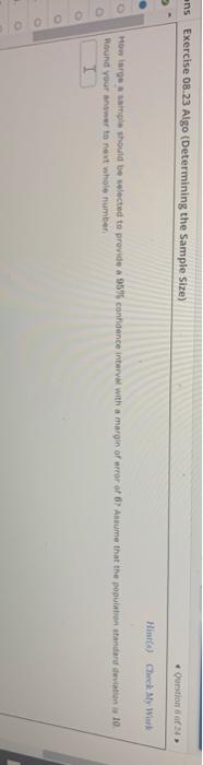 Solved ens Exercise 08.23 Algo (Determining the Sample Size) | Chegg.com