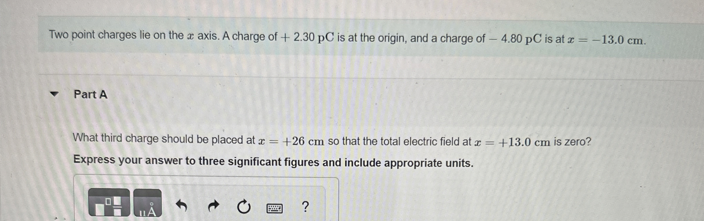Solved Two point charges lie on the x ﻿axis. A charge of | Chegg.com