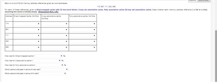 Solved Below is a list of 32-bit memory address references, | Chegg.com