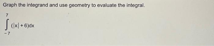 Solved Graph the integrand and use geometry to evaluate the | Chegg.com